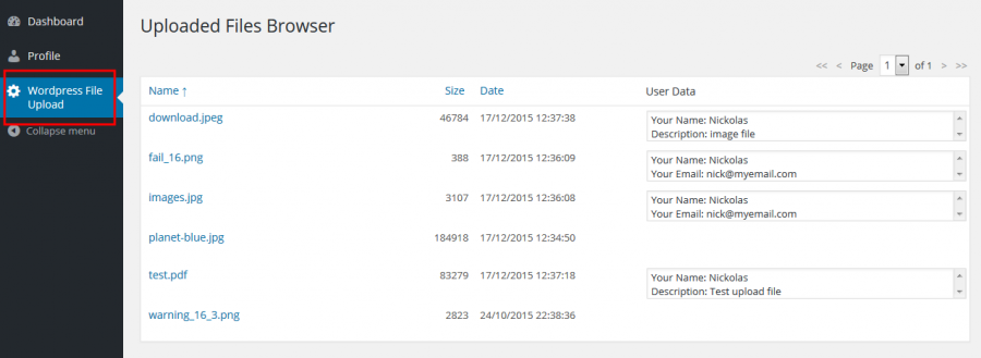 File Viewer of Wordpress File Upload Plugin - Iptanus